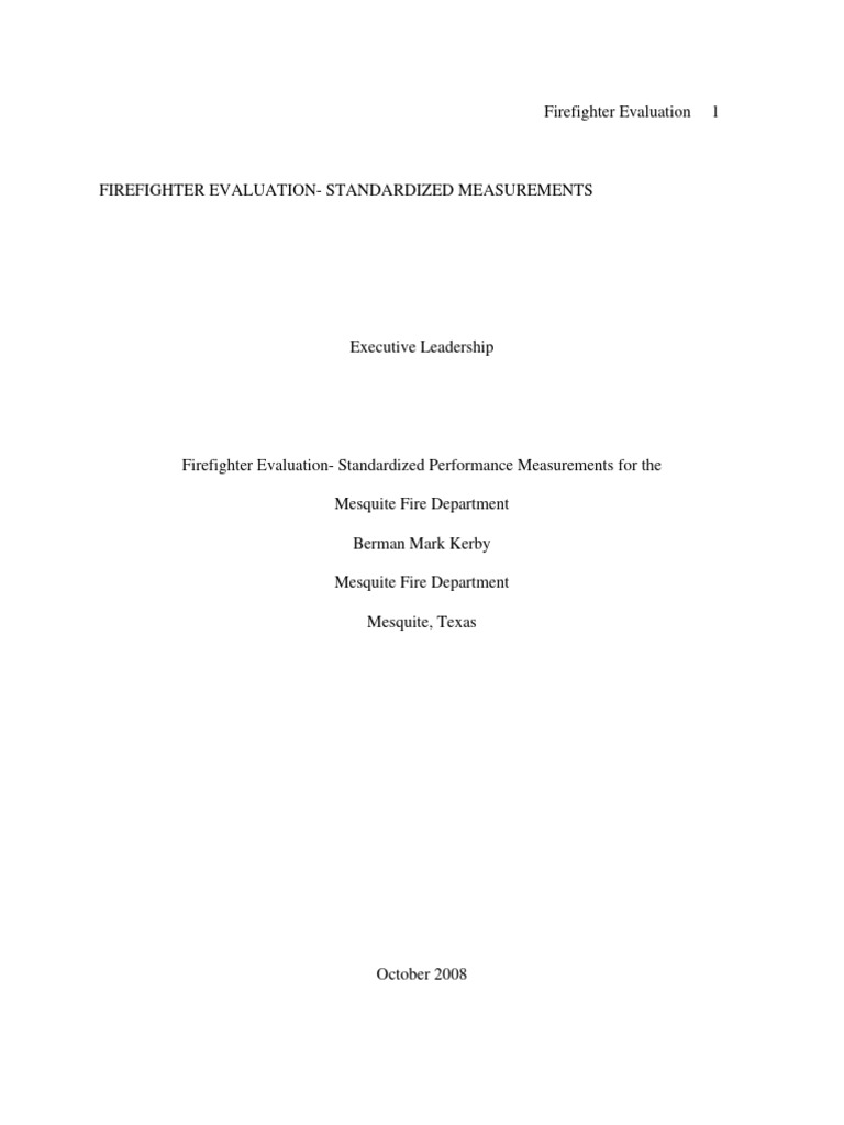Standardized Firefighter Evaluation Guide | PDF | Performance Appraisal ...