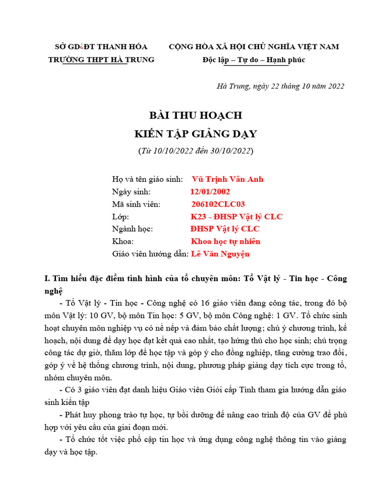 Bài Thu Ho CH Gi NG D y | PDF