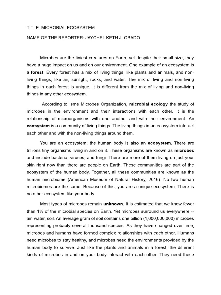 microbial ecosystem narrative report | PDF | Microorganism | Symbiosis