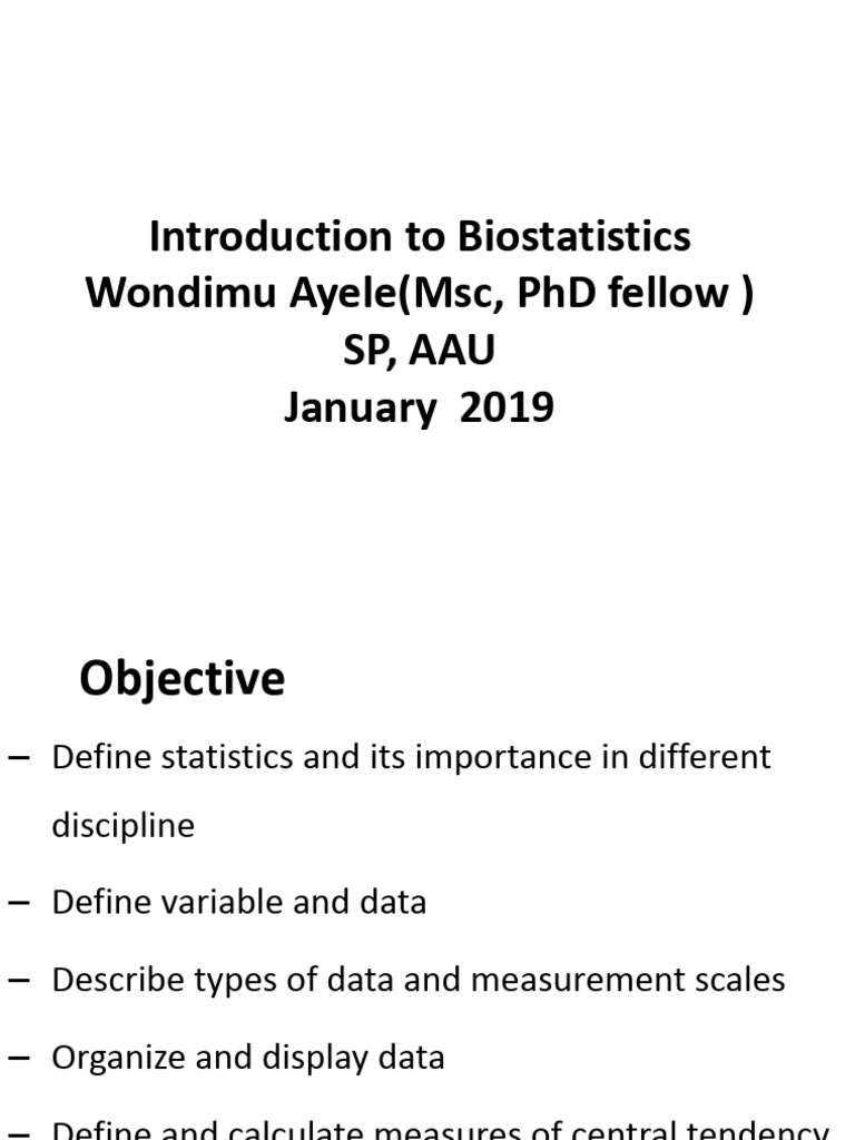 1 Biostatistics Lecture Notes Part One | PDF | Statistics | Biostatistics