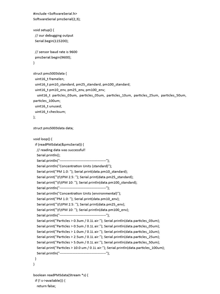Prana Air PM Sensor Arduino Code Og | PDF | Computer Data | Computer Science