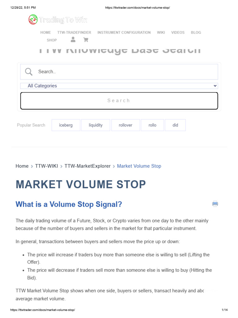 Market Volume Stop | PDF | Market (Economics) | Prices