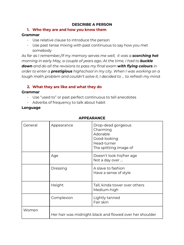 Describe A Person | PDF