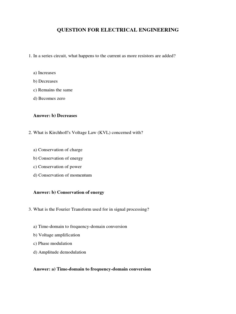 Electrical Engg MCQ V1 | PDF | Electric Power Distribution | Amplifier