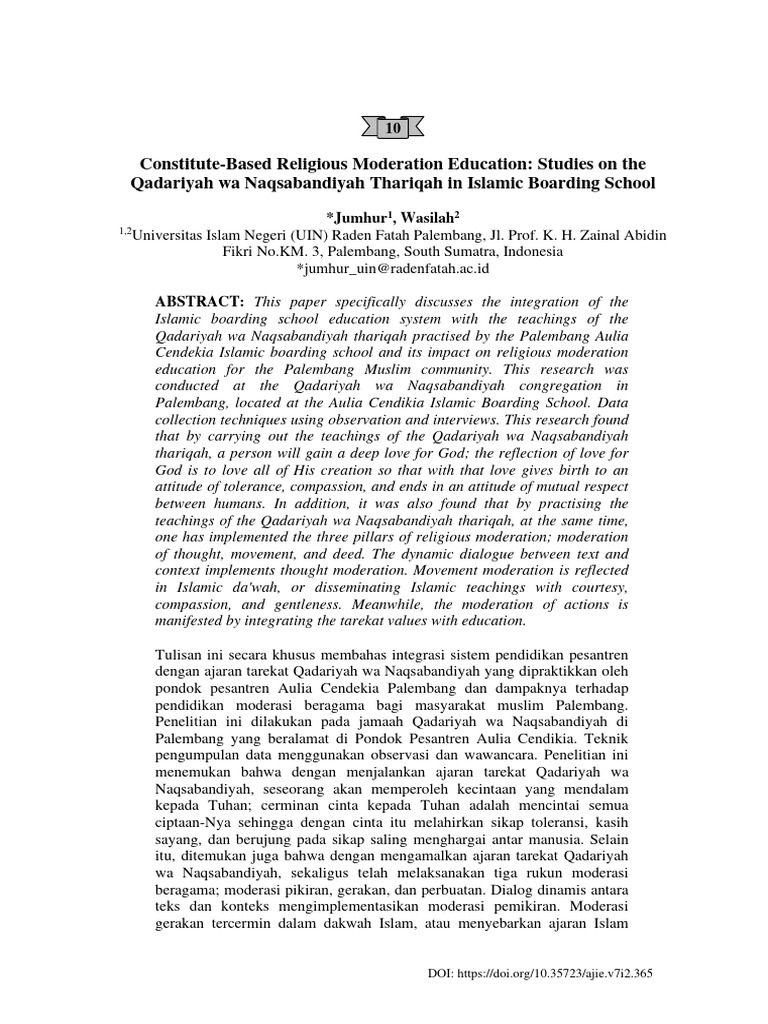 Religious Moderation in Qadariyah Thariqah | PDF | Sufism | Hadith