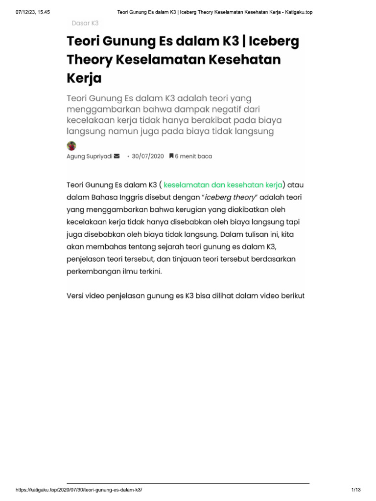 Teori gunung es dalam K3 | PDF