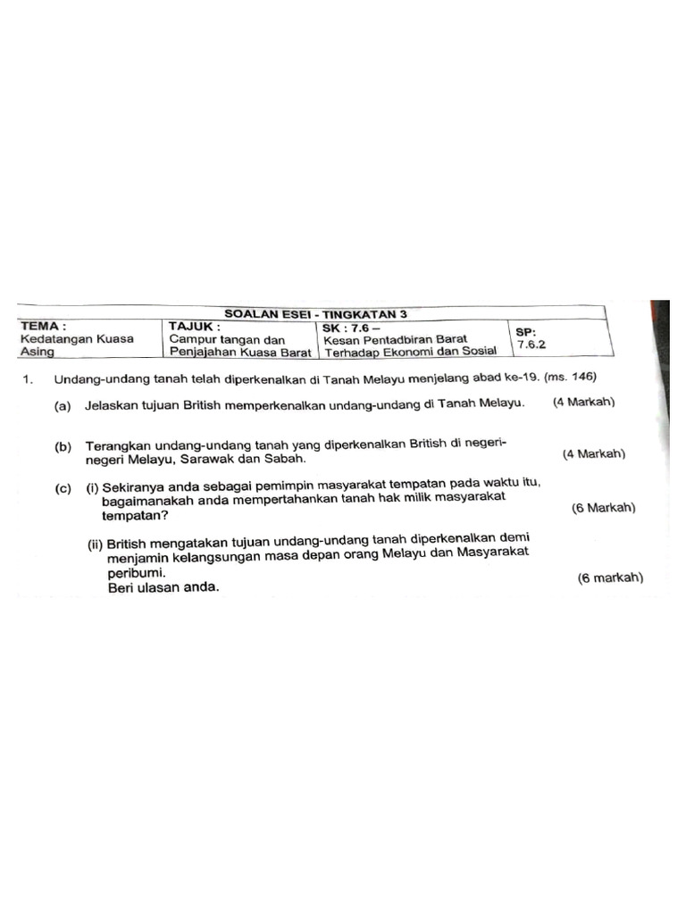 Latihan Sej Esei & Struktur | PDF