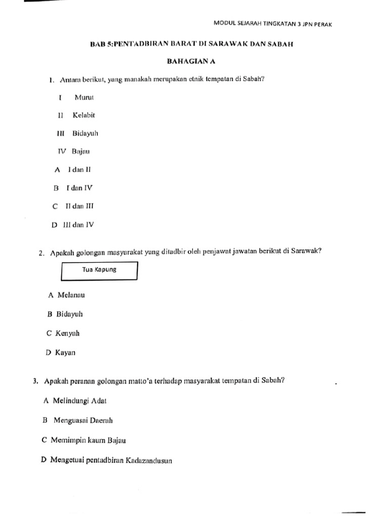 Latihan Sej Bab 5 | PDF