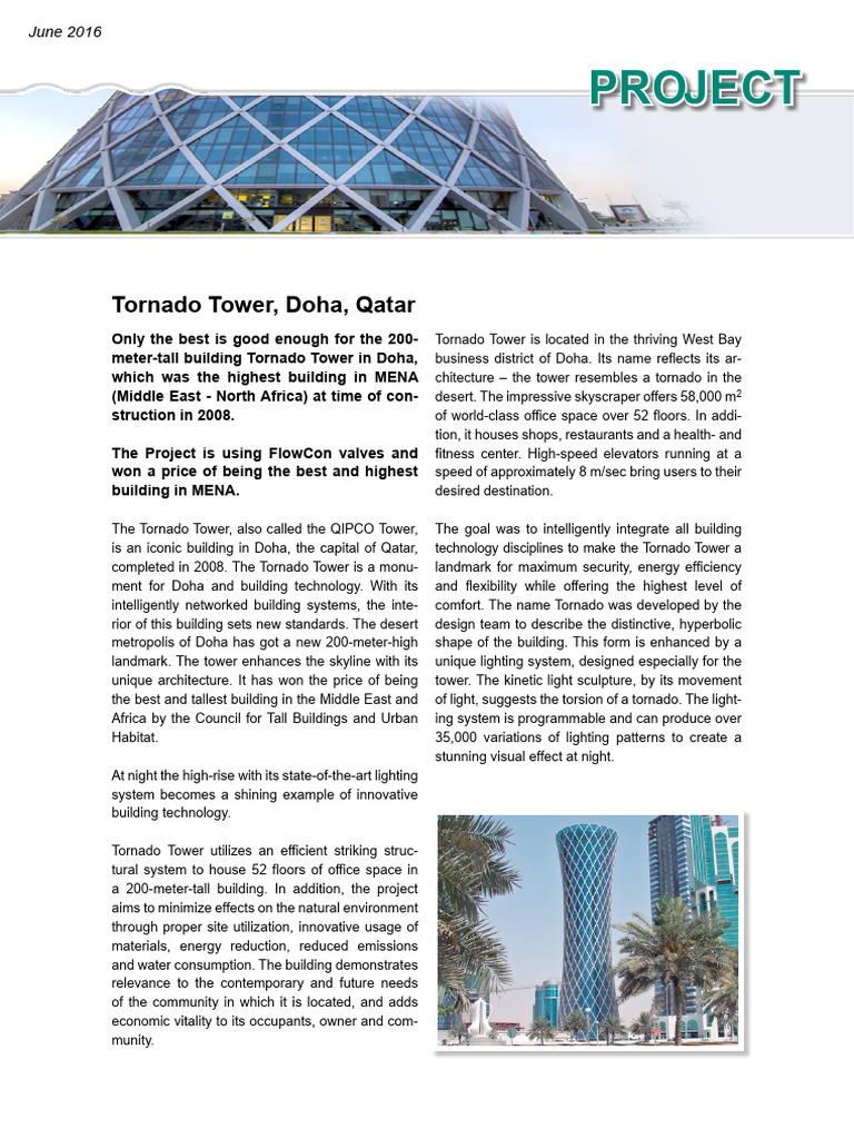 FlowCon Project Tornado Tower Qatar | PDF | Building Automation | Elevator