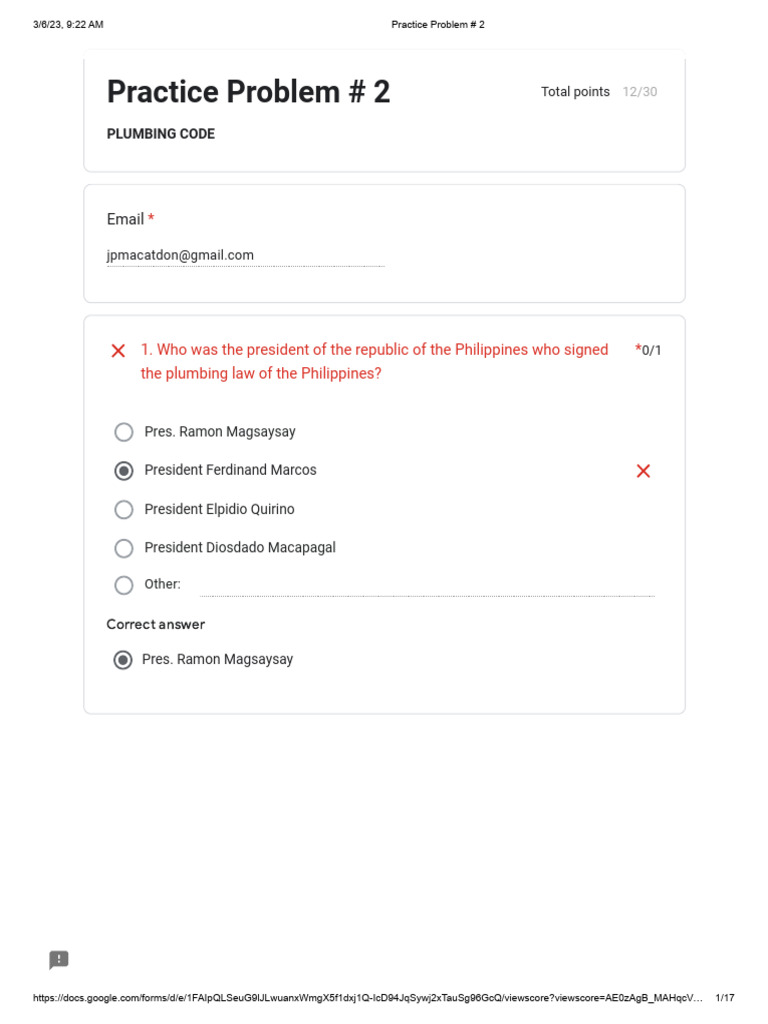 (Plumbing Code) Practice Problem # 2 | PDF | Plumbing | Civil Engineering