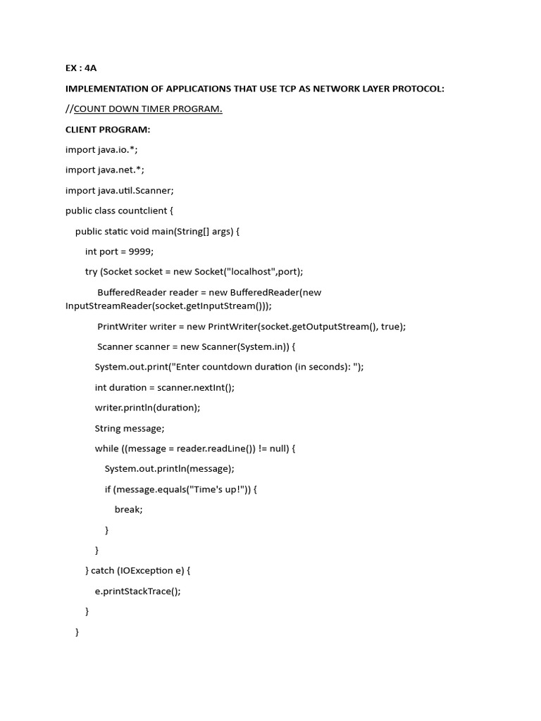 TCP Countdown Timer Java Program | PDF