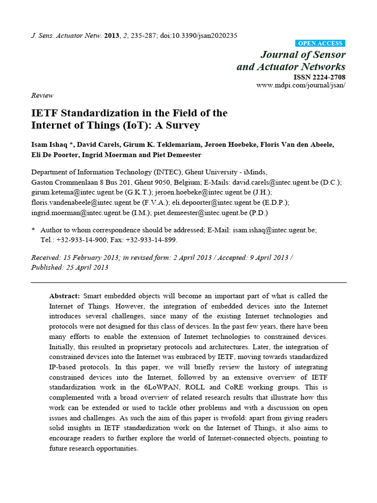 IETF Standardization in The Field of The | PDF | I Pv6 | Computer Network