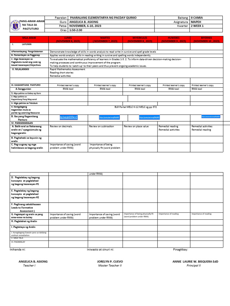 Lesson Plan RMA | PDF | Teaching | Pedagogy