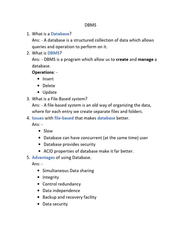 DBMS Notes | PDF | Databases | Database Transaction