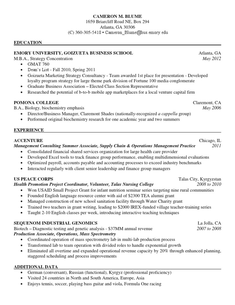 Cameron Blume Resume 2011-09-28 | PDF