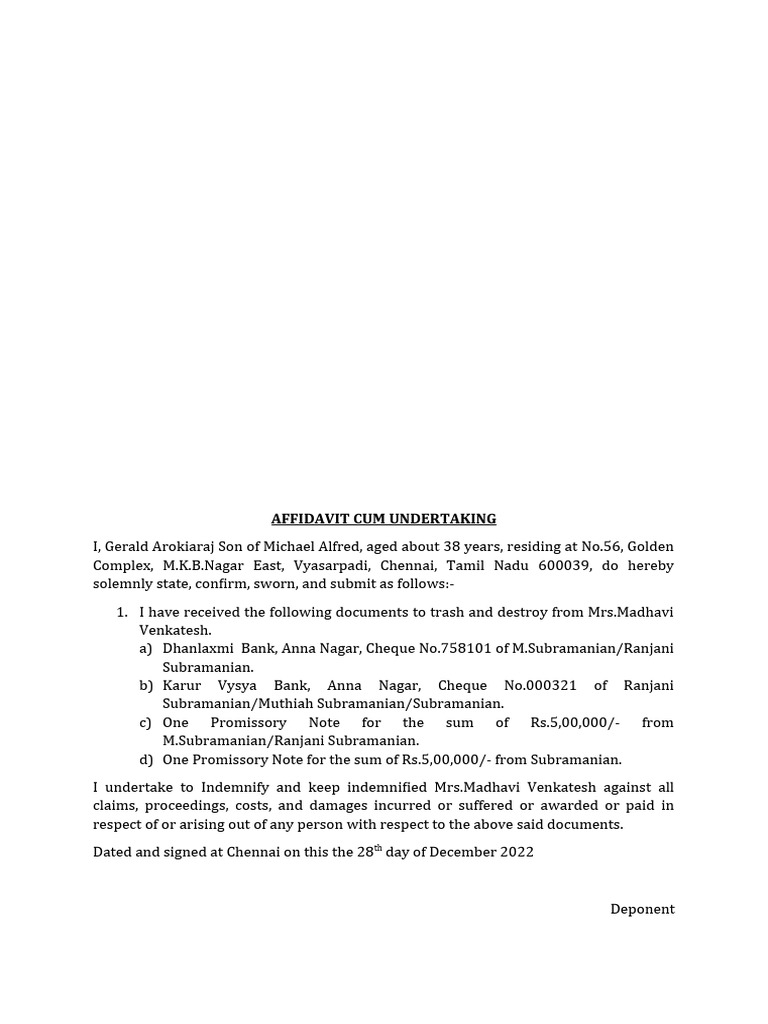 Affidavit Cum Undertaking | PDF Affidavit Cum Undertaking | PDF