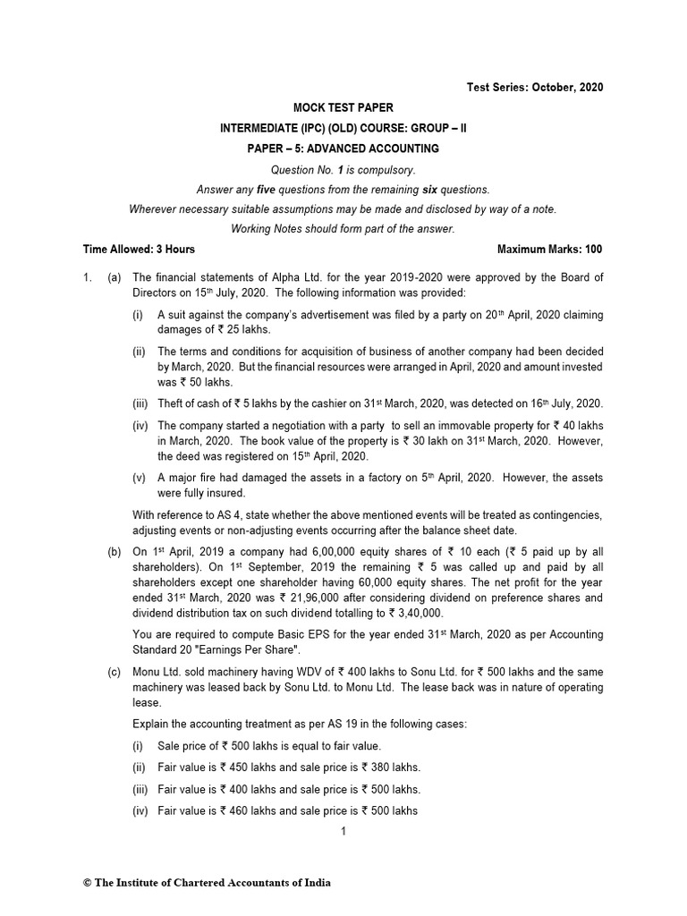 Mock Test | PDF | Equity (Finance) | Stocks