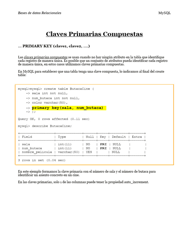 Comandos 3 MySQL | PDF | Base de datos relacional | Ciencias de la ...