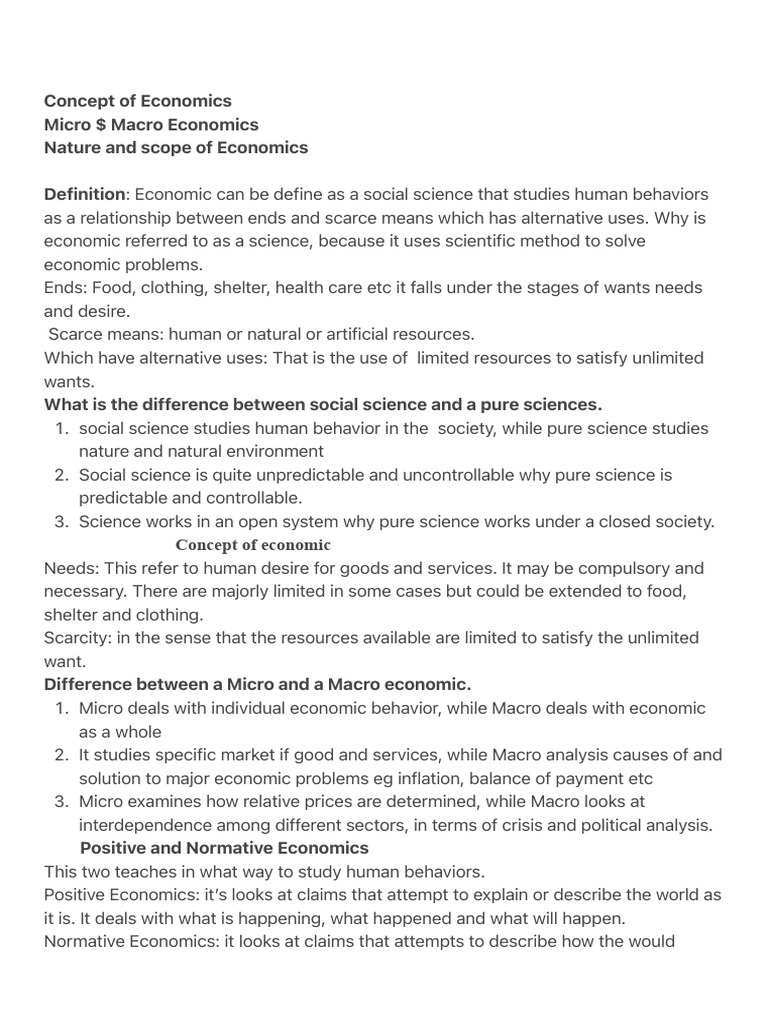 Concept of Economics | PDF | Economics | Science