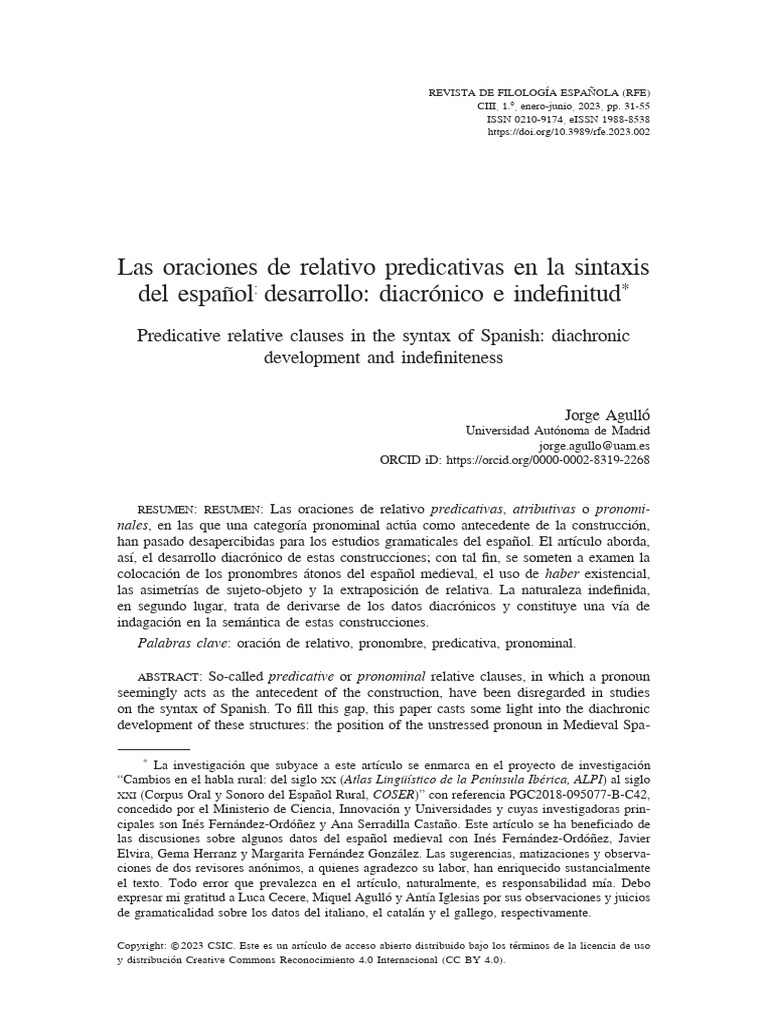 Las Oraciones de Relativo Predicativas | PDF | Oración (Lingüística ...