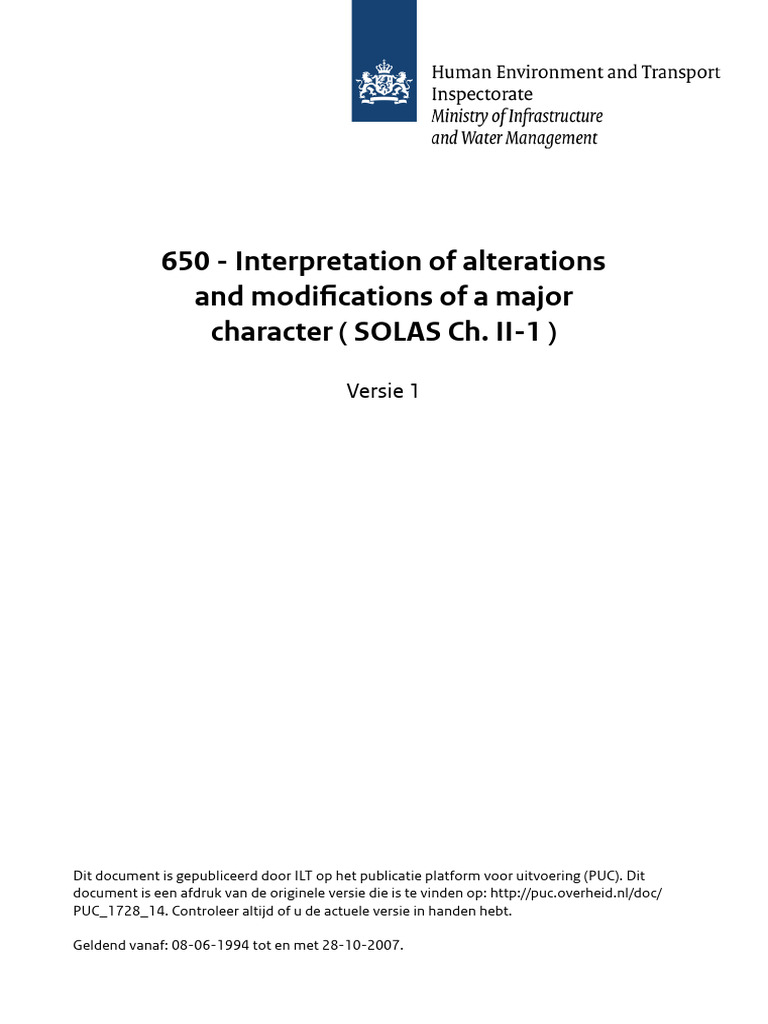 650 - Interpretation of Alterations and Modifications of A Major Character (SOLAS Ch. II-1) | PDF