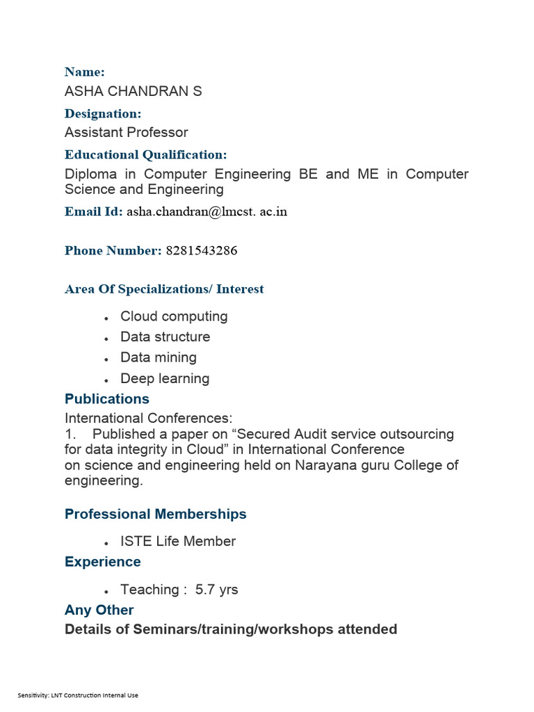Name: Designation: Educational Qualification:: Asha - Chandran@lmcst ...