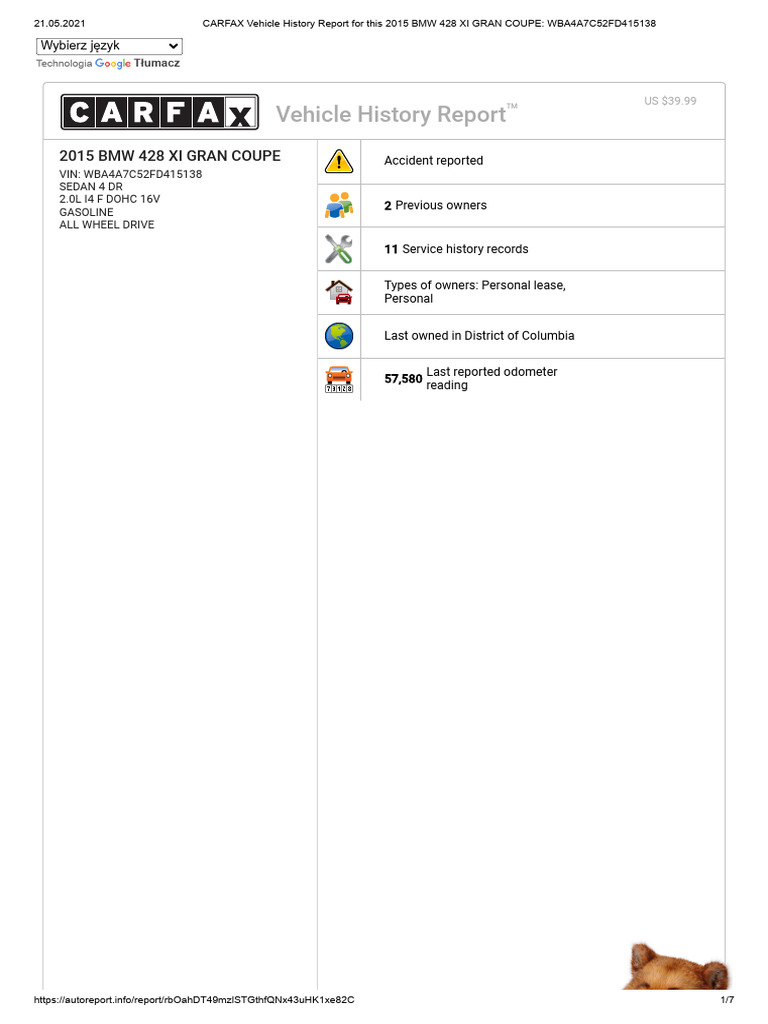 Crevier Bmw Carfax Report