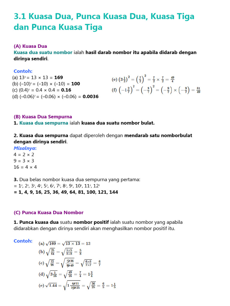 Kuasa Dan Punca Kuasa 2 & 3 - Notes | PDF