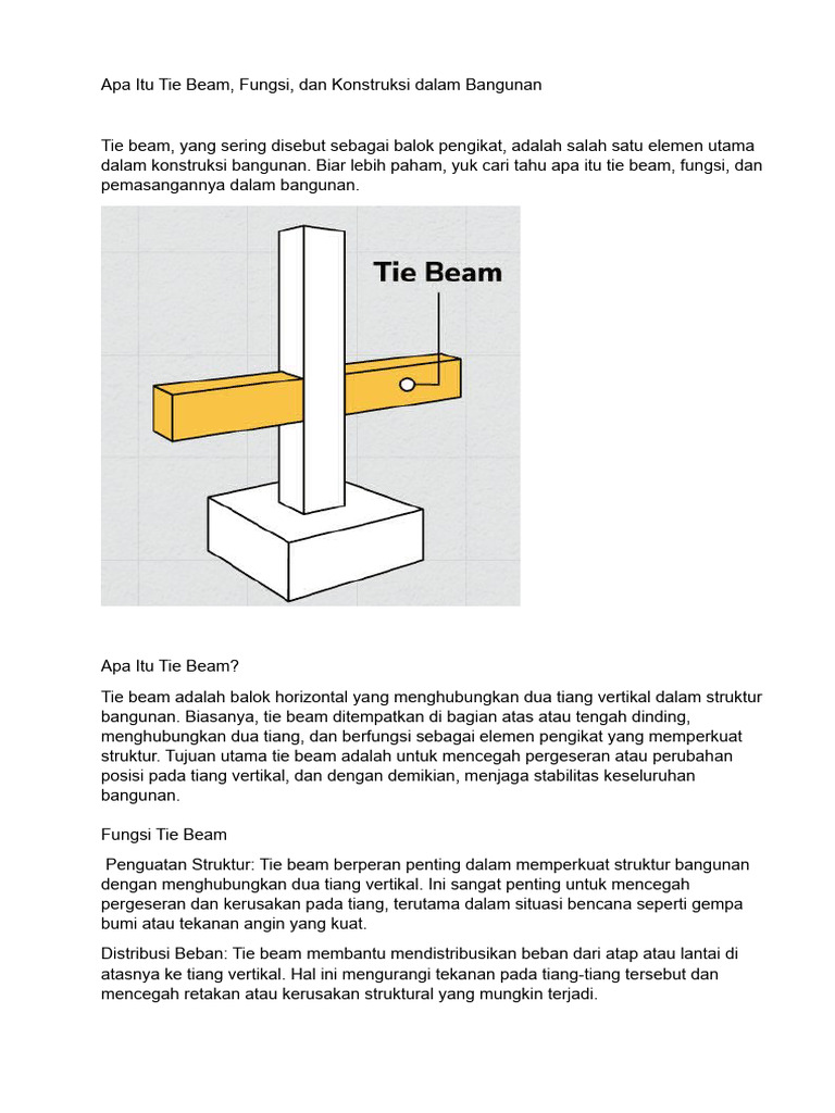 Fungsi dan Konstruksi Tie Beam | PDF