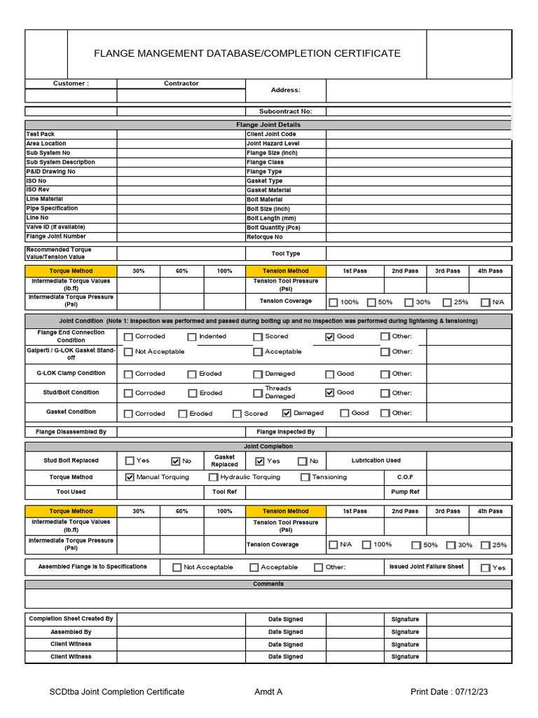 Flange Certificate | PDF | Screw | Gas Technologies