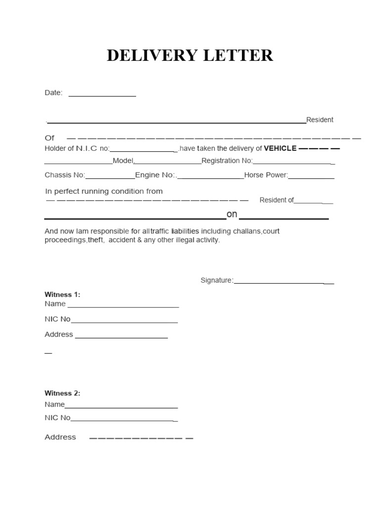 Delivery Letter | PDF