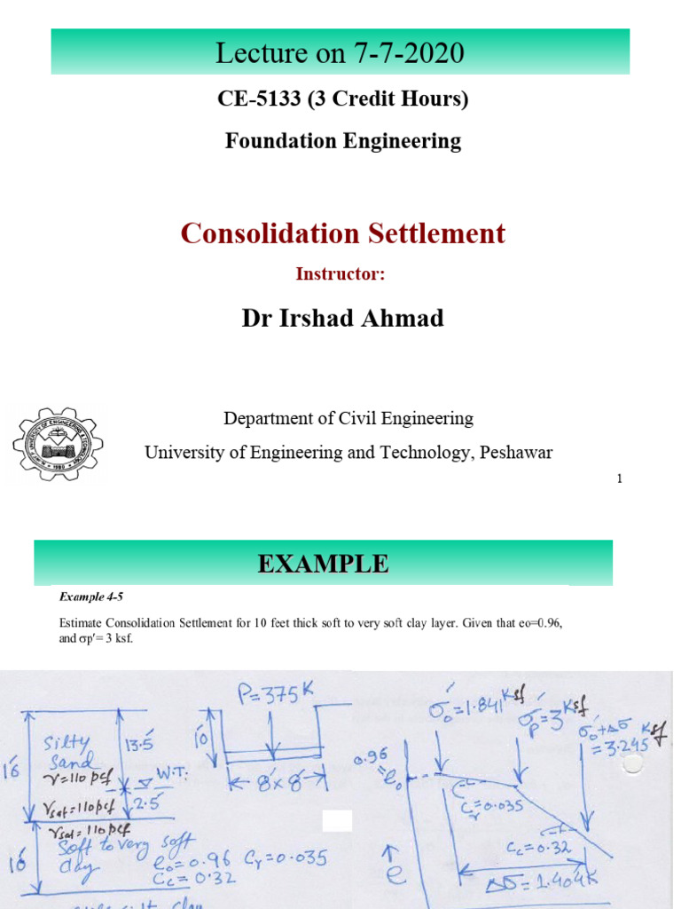 Part 2nd CH Lect 10 Consolidation Settlement in Foundations | PDF | Foot (Unit) | Earth Sciences