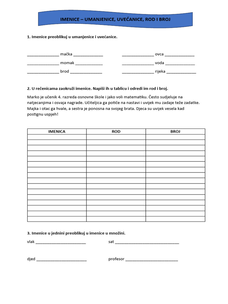 04 Imenice - Rod, Broj, Uvecanice | PDF