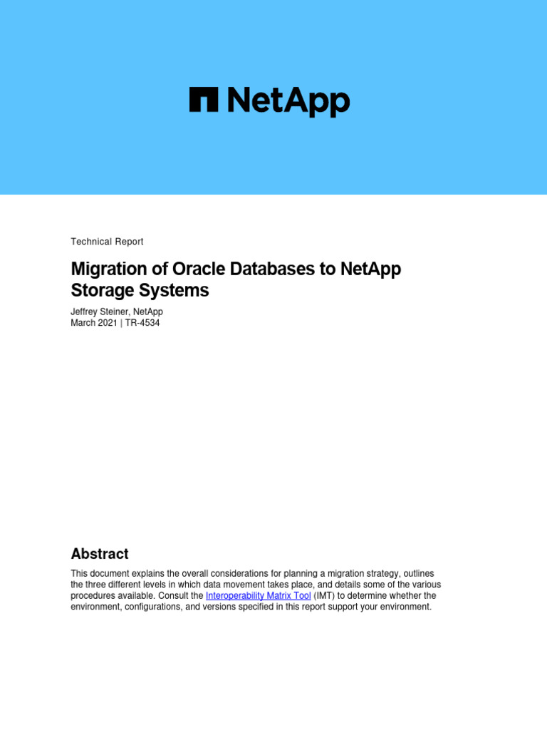 Migration Of Oracle Databases To Netapp Pdf Databases File System