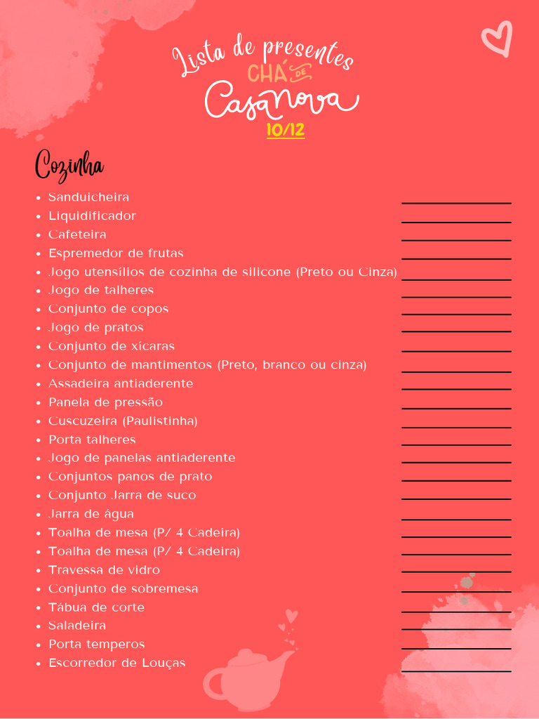 Lista de Presente | PDF | Gastronomia, comida e vinho