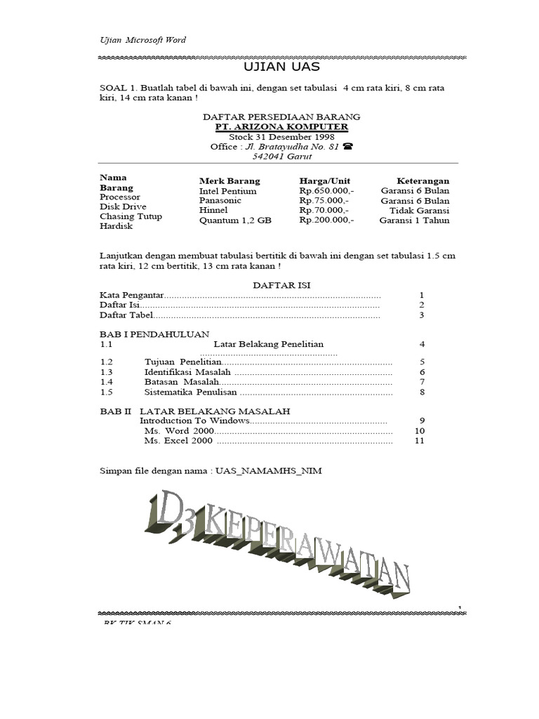Soal Ujian Ms Word | PDF