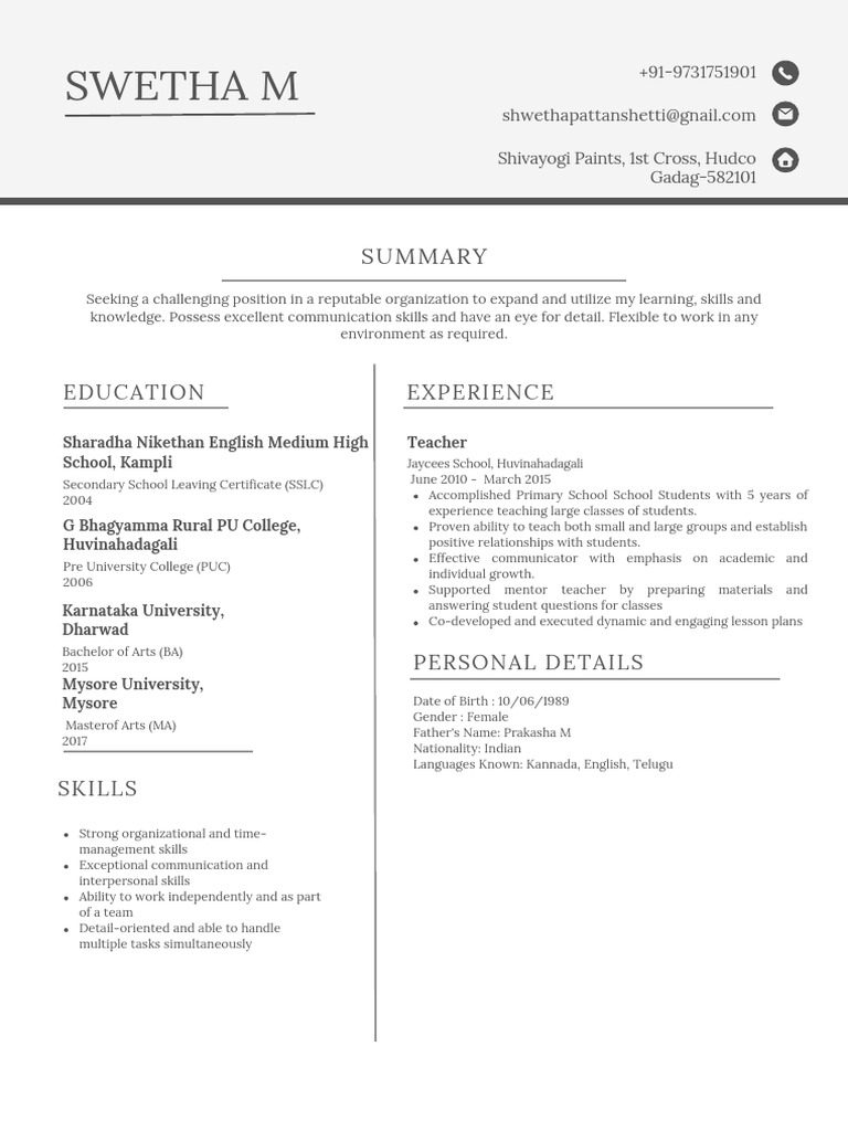 Swetha Resume | PDF | Teachers | Human Communication