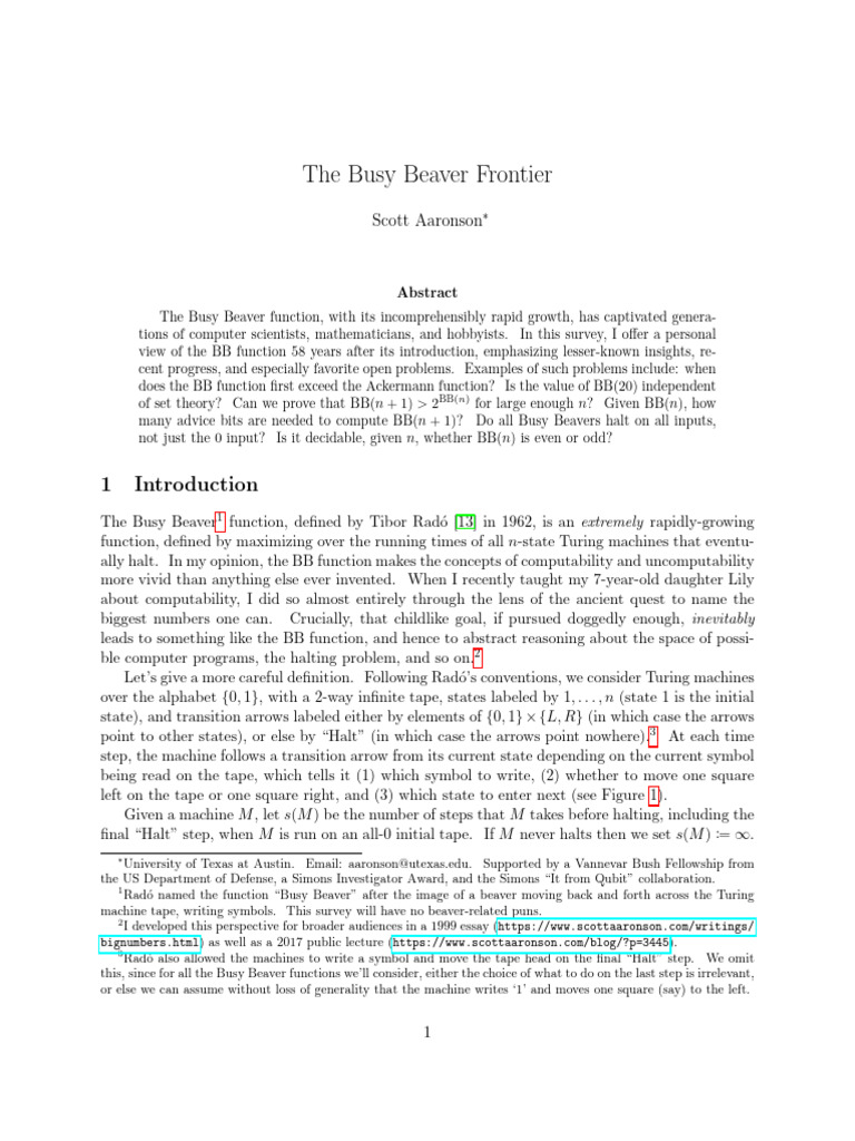 Busy Beaver Insights for Enthusiasts | PDF | Theorem | Mathematics
