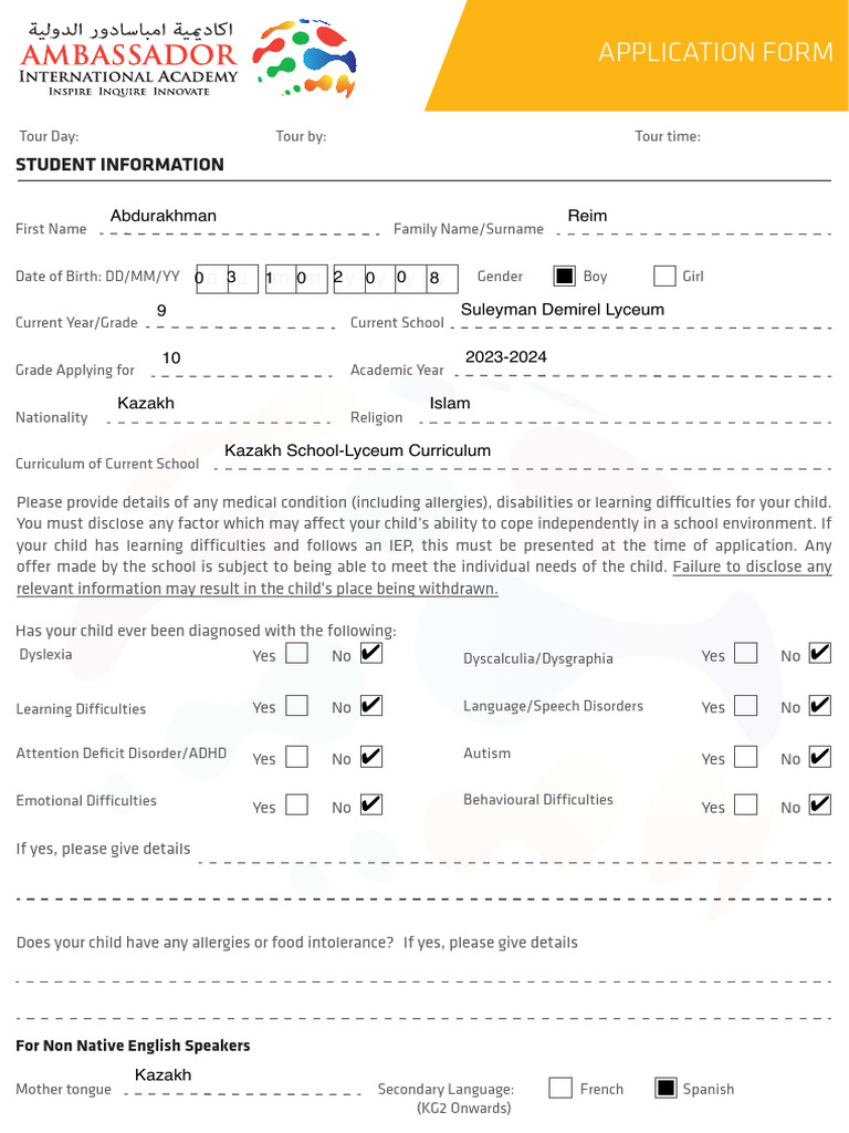 AIA Application Form | Download Free PDF | Learning Disability ...