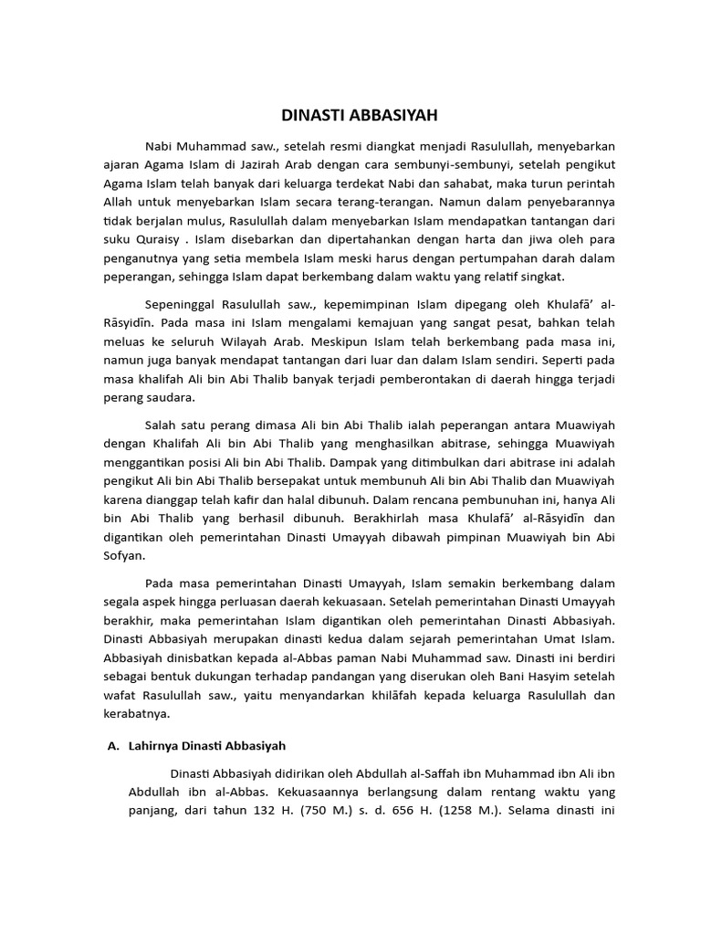 Dinasti Abbasyiyah, Materi 6 | PDF