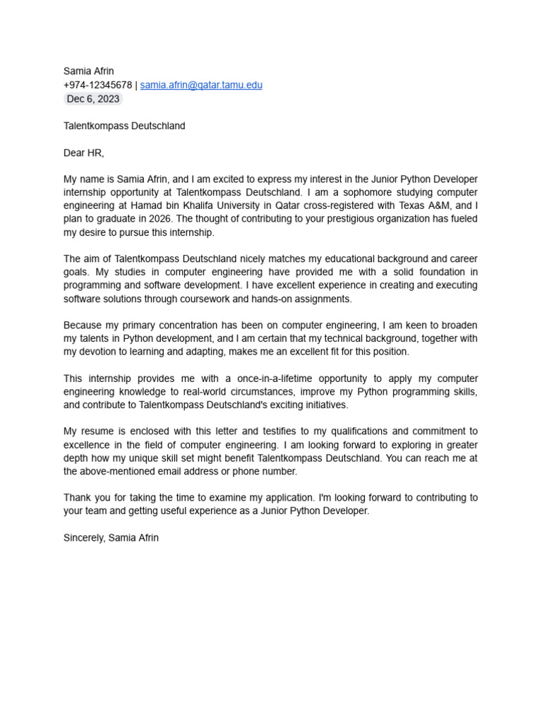 Junior Python Developer Application | PDF | Career & Growth