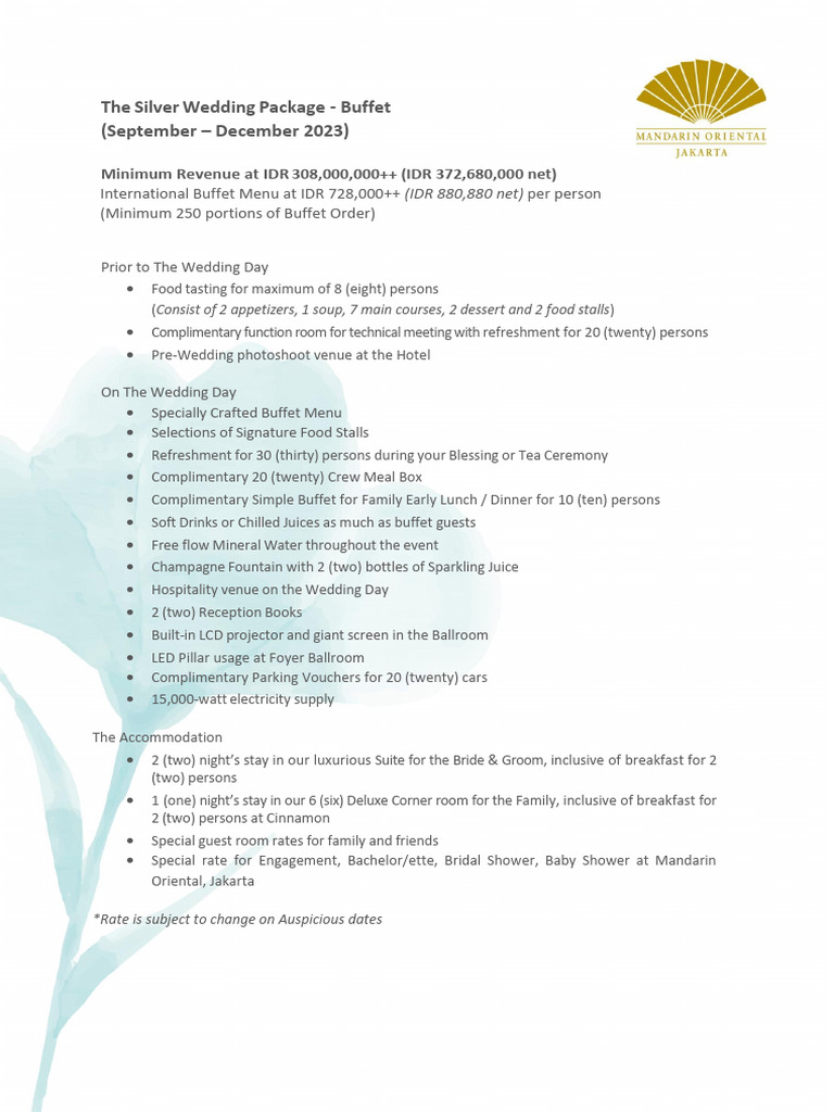 2023 SILVER Wedding Package - Sep-Dec - BUFFET (1) Mandarin Oriental ...