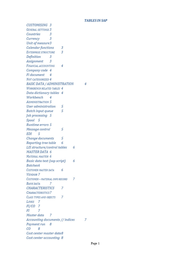 Tables in SAP | PDF | Electronic Data Interchange | Computing