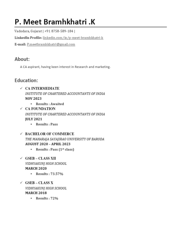 Resume (CV) - Meet - 1701177977 RRR | Download Free PDF | Human ...