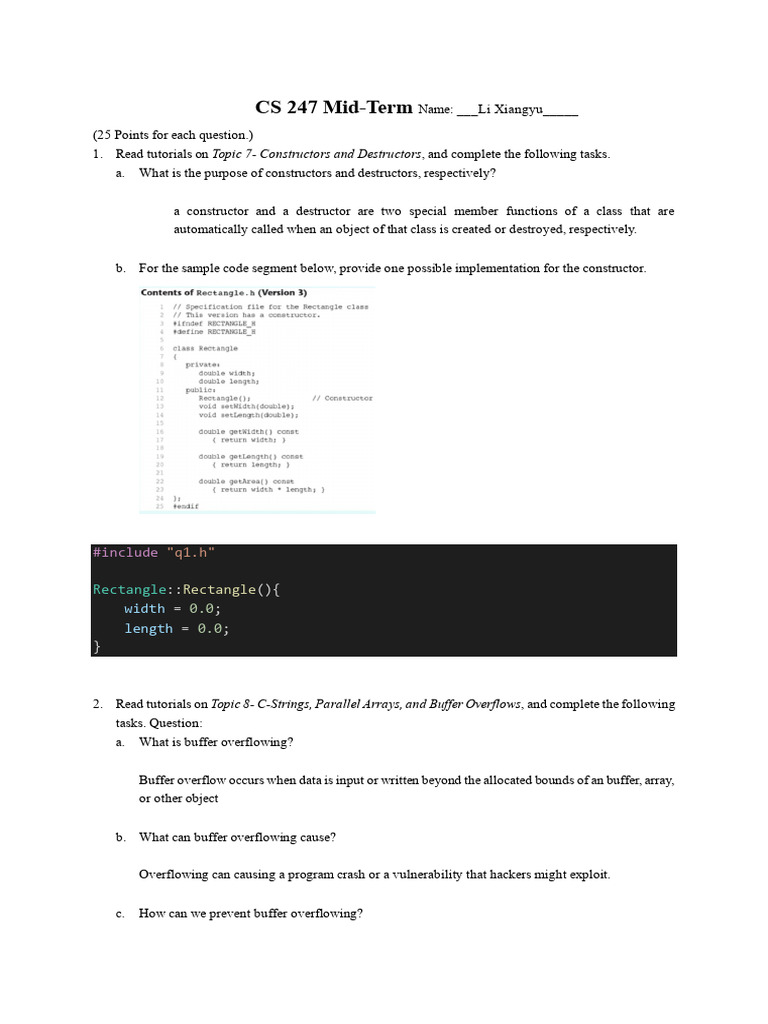CS 247 Midterm | PDF | Method (Computer Programming) | Class (Computer ... CS 247 Midterm | PDF | Method (Computer Programming) | Class (Computer ...