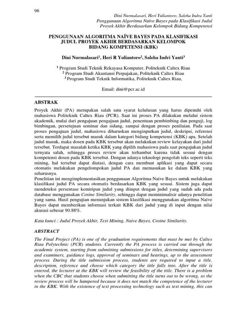 Penggunaan Algoritma Naive Bayes Pada Klasifikasi | PDF | Komputer