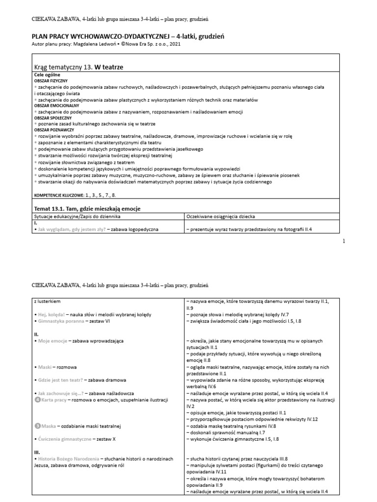 Plan Pracy Grudzien. | PDF