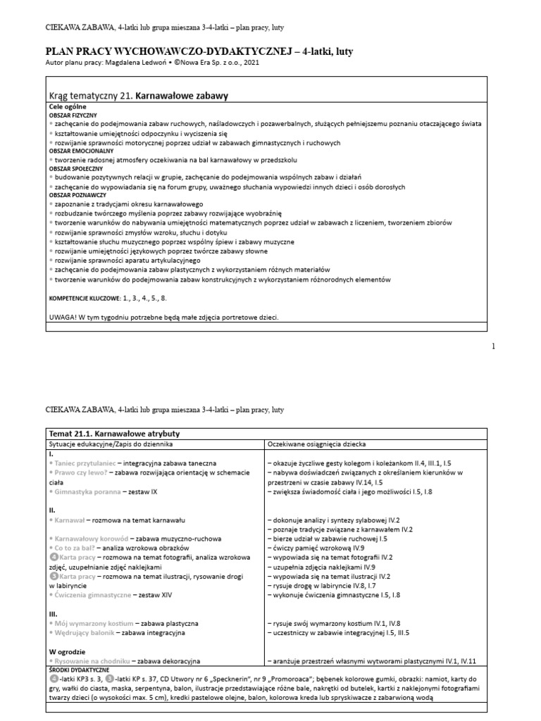 Plan Pracy Luty . | PDF