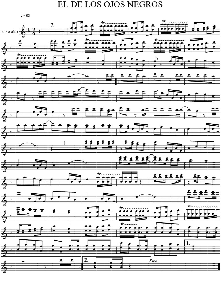 10 El de Los Ojos Negros-saxo Alto | PDF