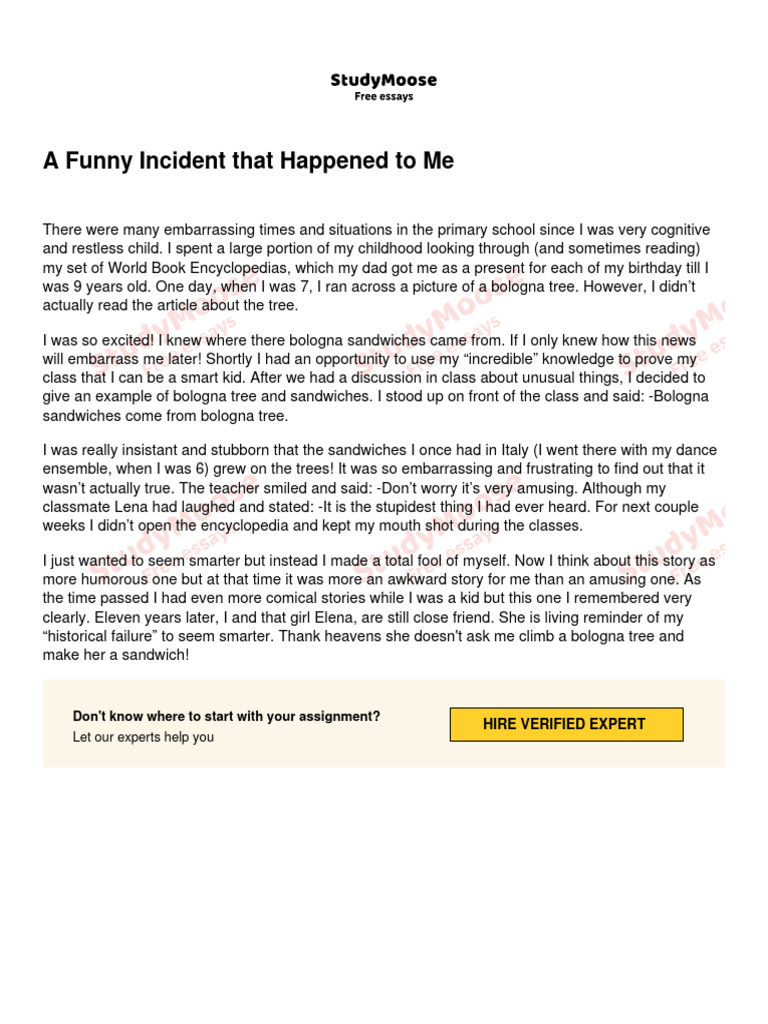 A Funny Incident That Happened To Me | PDF